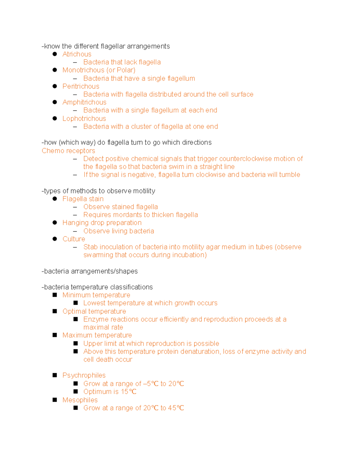 Quiz 3 study guide -know the different flagellar arrangements l ...