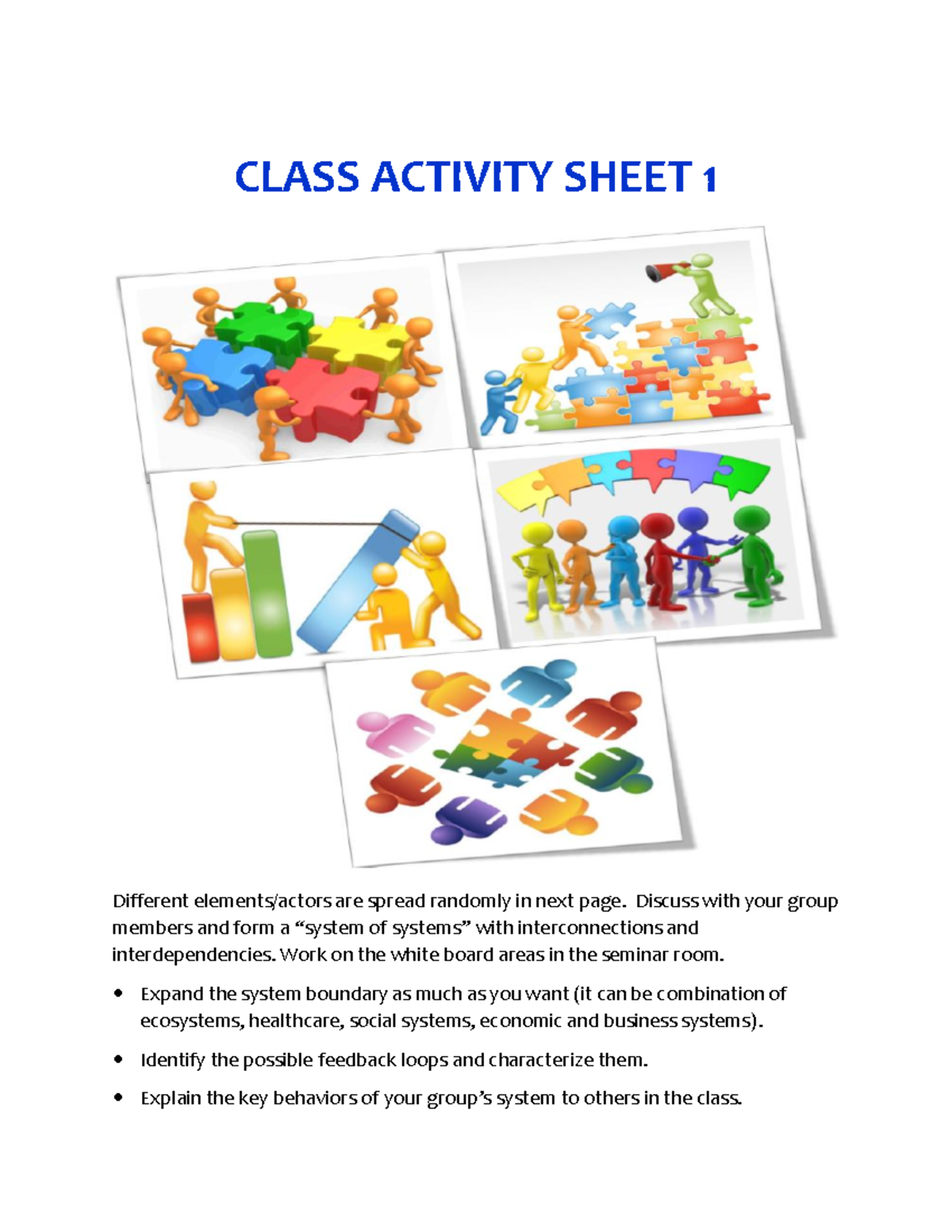 Class Activity Sheet 1 - CLASS ACTIVITY SHEET 1 Different elements ...