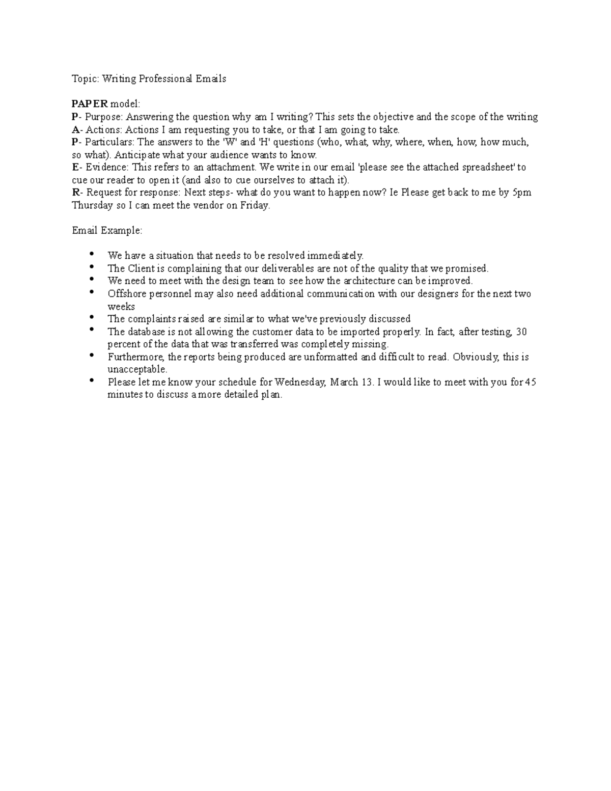 Topic 1 BUS 114 - S2 Lecture notes Week 1 - Topic: Writing Professional ...
