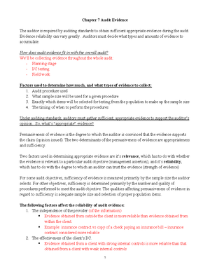 Chapter 8 Audit Planning and Materiality - Chapter 8 Audit Planning and ...