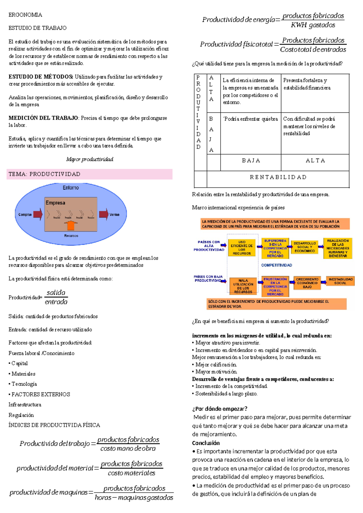 Resumen - Ergonomia - ergo - ERGONOMIA ESTUDIO DE TRABAJO El estudio del trabajo es una ...