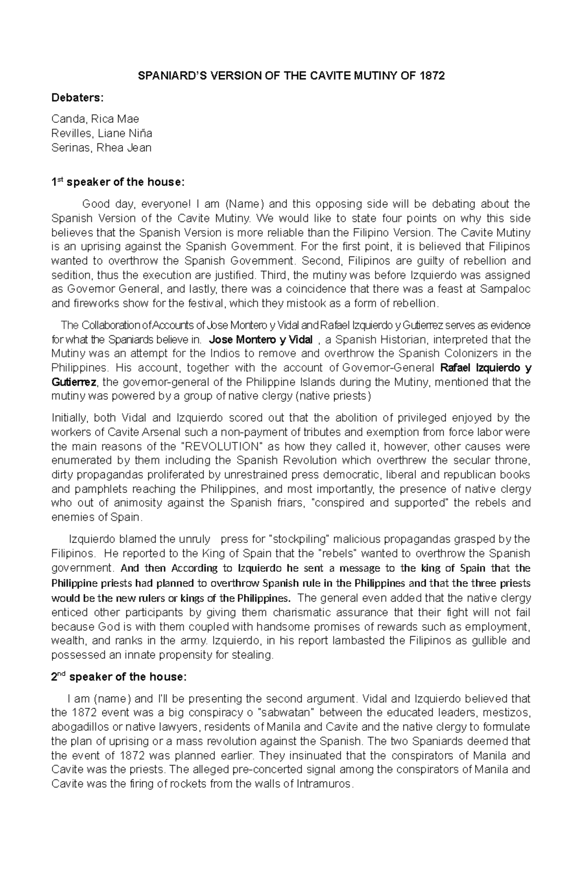 Spanish- Cavite- Mutiny-1872 Final - SPANIARD’S VERSION OF THE CAVITE ...