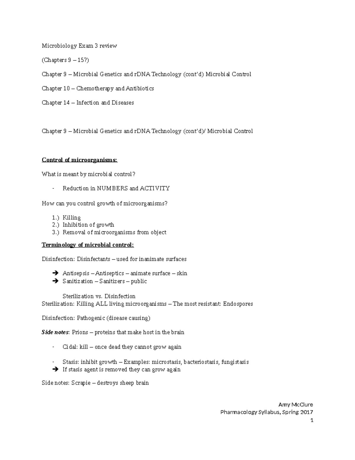 Microbiology Exam Notes - Microbiology Exam 3 review (Chapters 9 – 15 ...