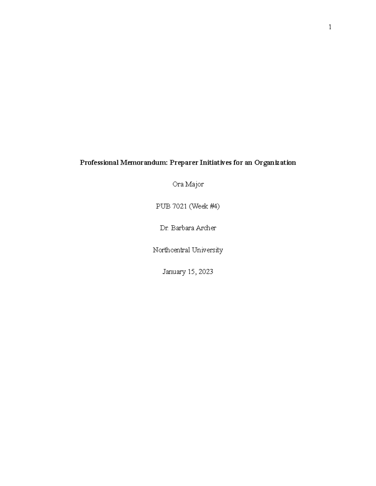 Memorandum Prepare Initiatives for an Organization Final Draft 01-15-23 ...