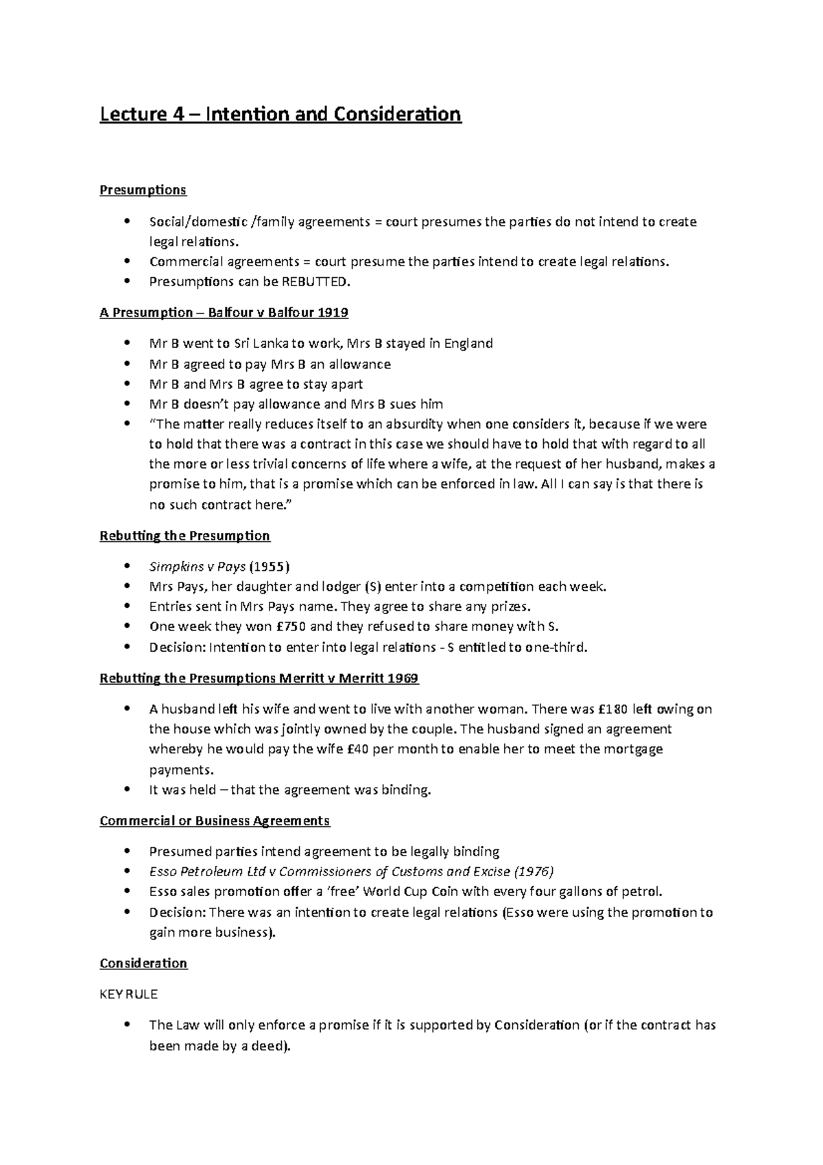 Lecture 4 - Intention and Consideration - Lecture 4 – Intention and Consideration Presumptions ...
