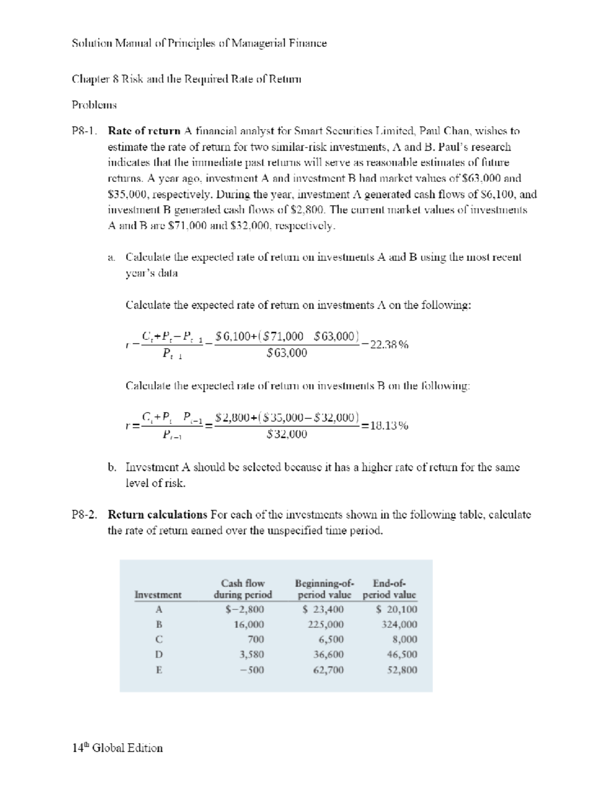 Chapter 8 Risk and the Required Rate of Return by Gitman (P8-1, P8-2, P8-3, P8-9) - Pdfcoffee ...
