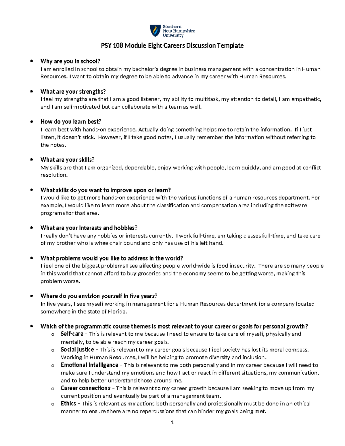 Module 8 Careers Discussion Final - PSY 108 Module Eight Careers ...