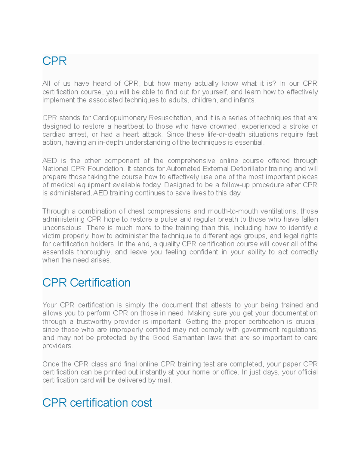 Certification - basic notes on how to get certified for CPR - CPR All ...