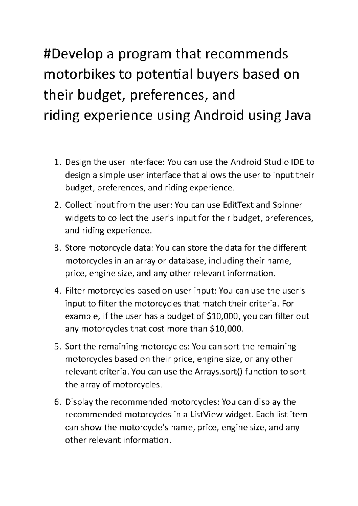 Potential buyers based on their budget - android using java - #Develop a program that recommends ...