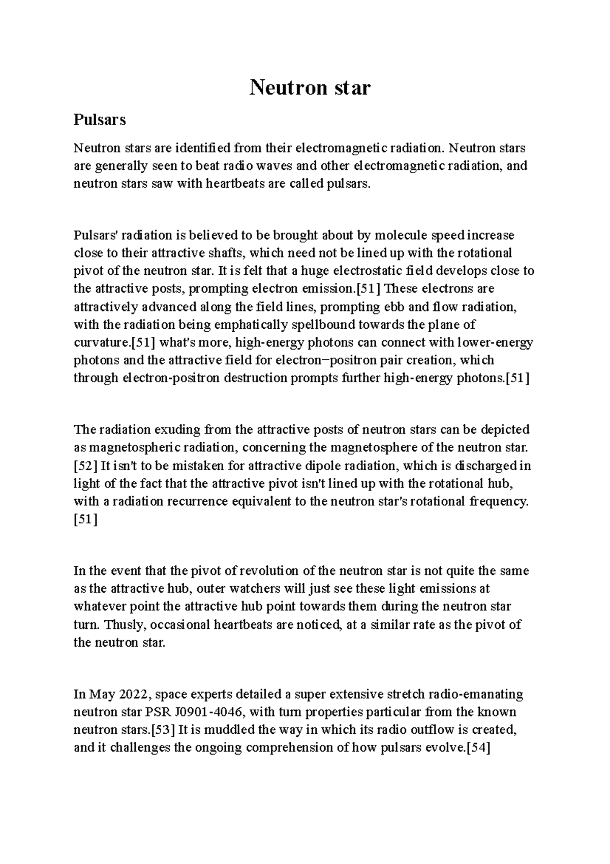 Neutron sta2 - Shafina - Neutron star Pulsars Neutron stars are identified from their - Studocu