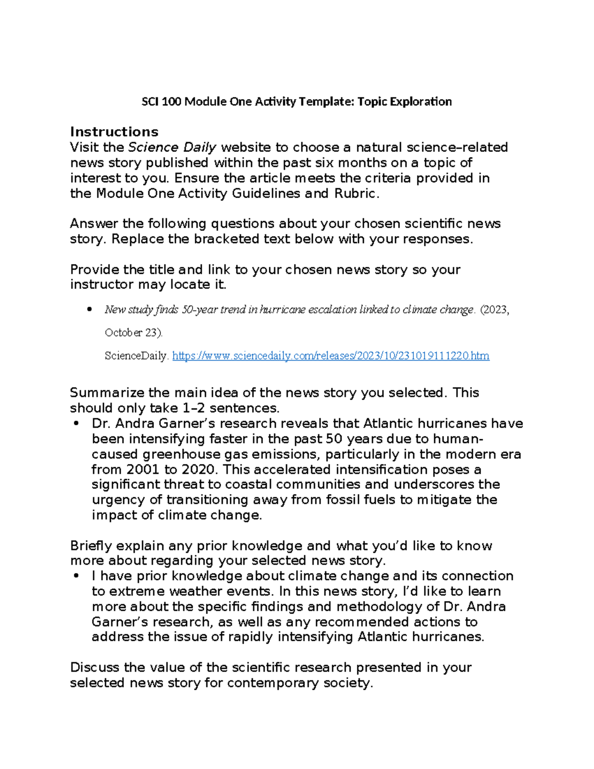 1-2 Activity Topic Exploration - SCI 100 Module One Activity Template ...