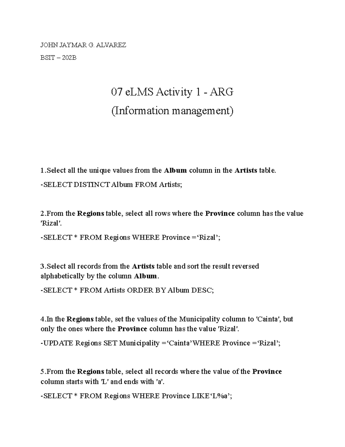 07 e LMS Activity 1 - ARG information management - Alvarez - JOHN ...
