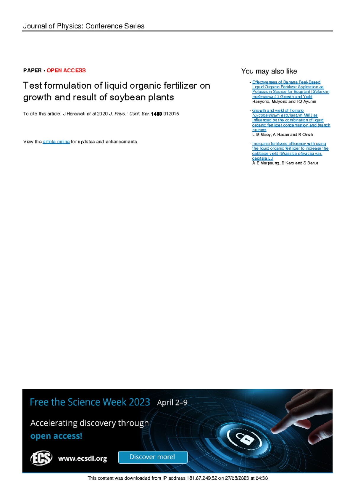Herawati 2020 J. Phys. Conf - Journal of Physics: Conference Series ...