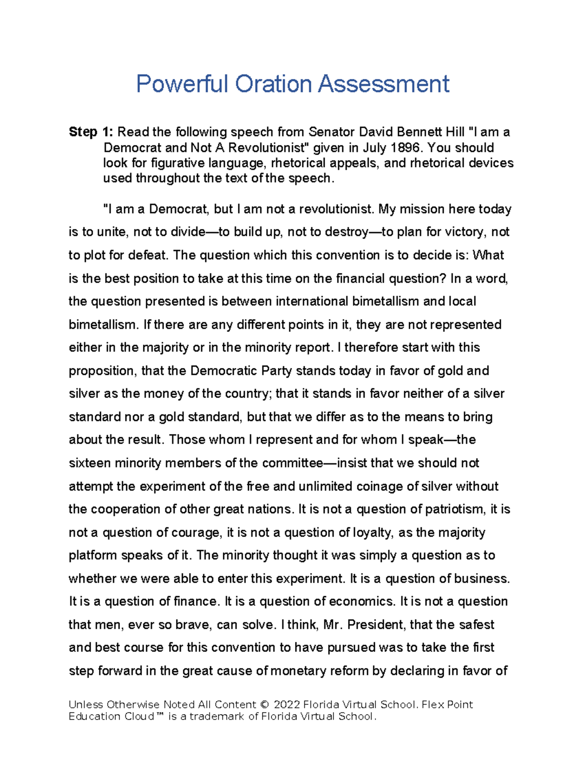04.02 Powerful Oration - Powerful Oration Assessment Step 1: Read the ...