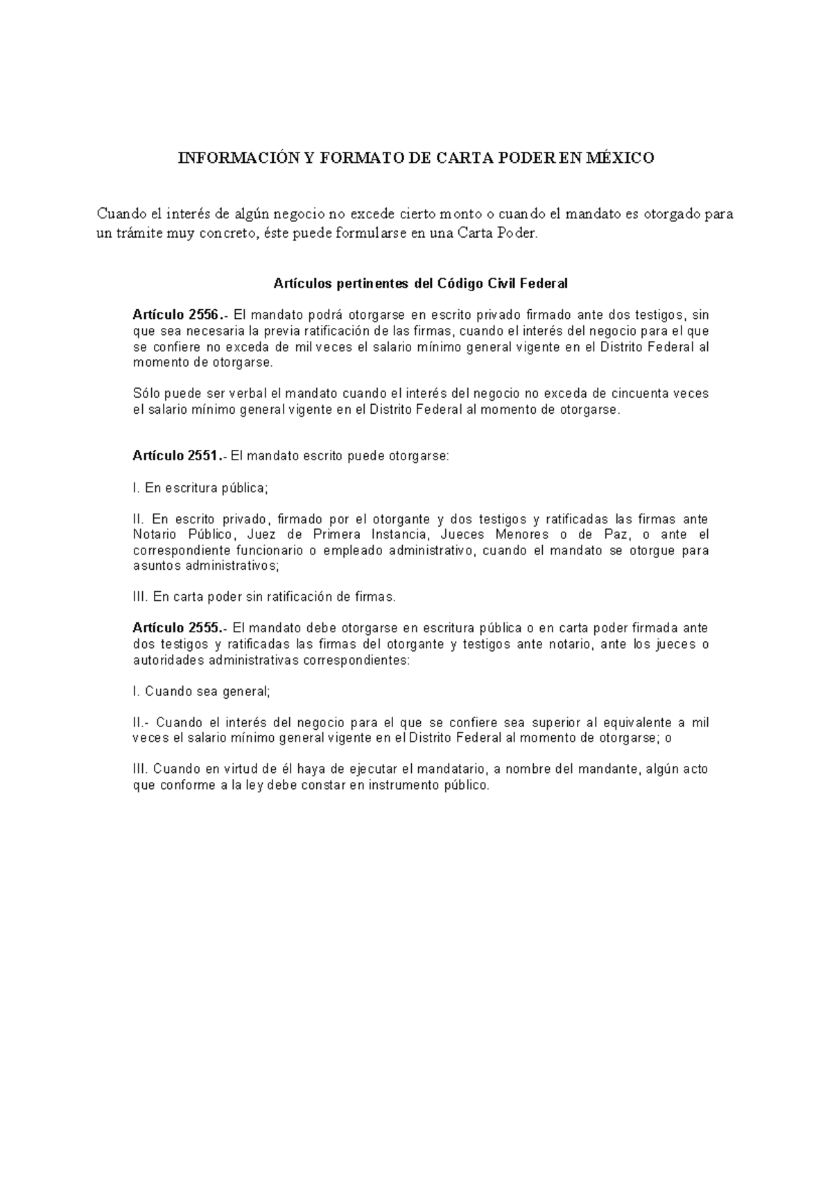 Formato carta poder - INFORMACIÓN Y FORMATO DE CARTA PODER EN MÉXICO ...