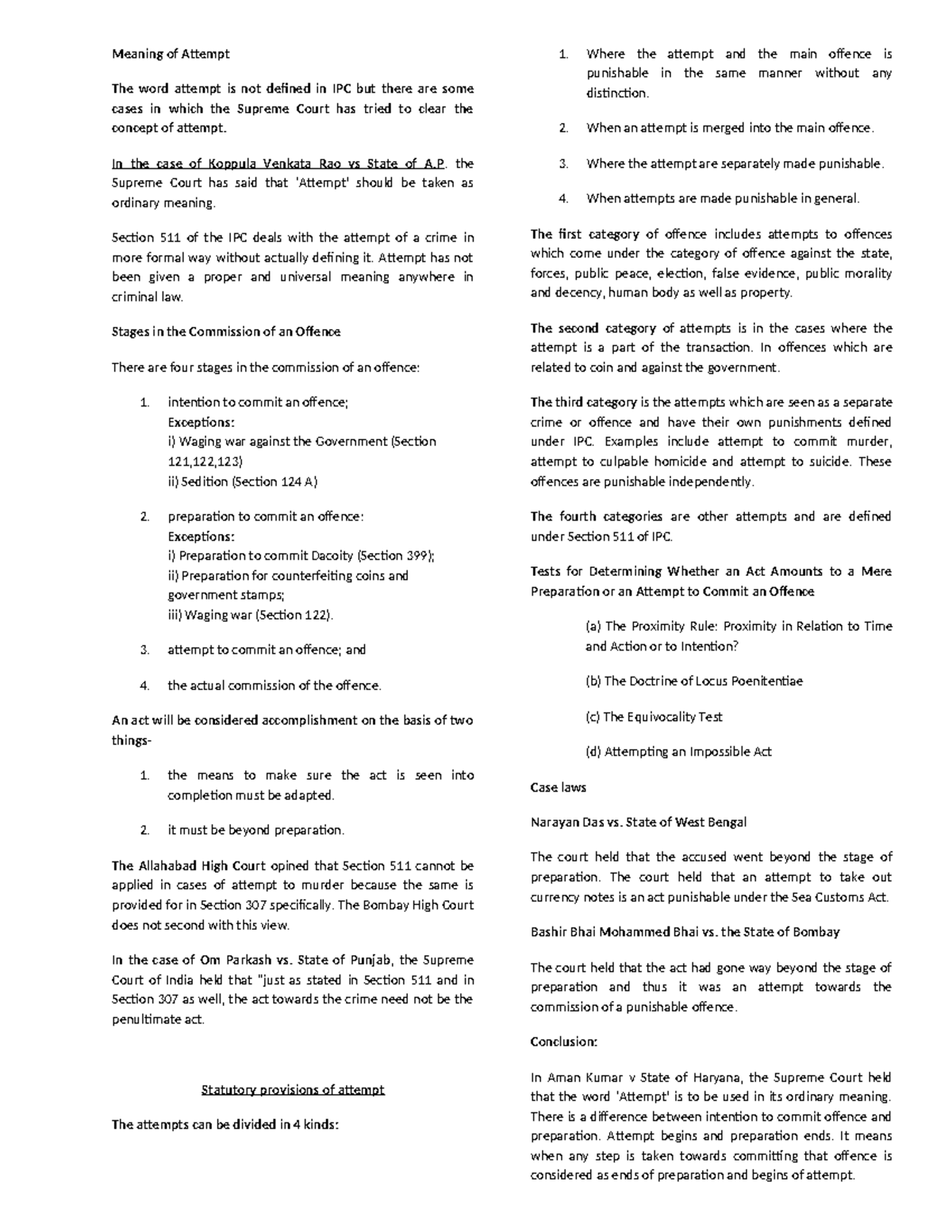 Attempt Short Note - LLB Notes - Meaning of Attempt The word attempt is ...