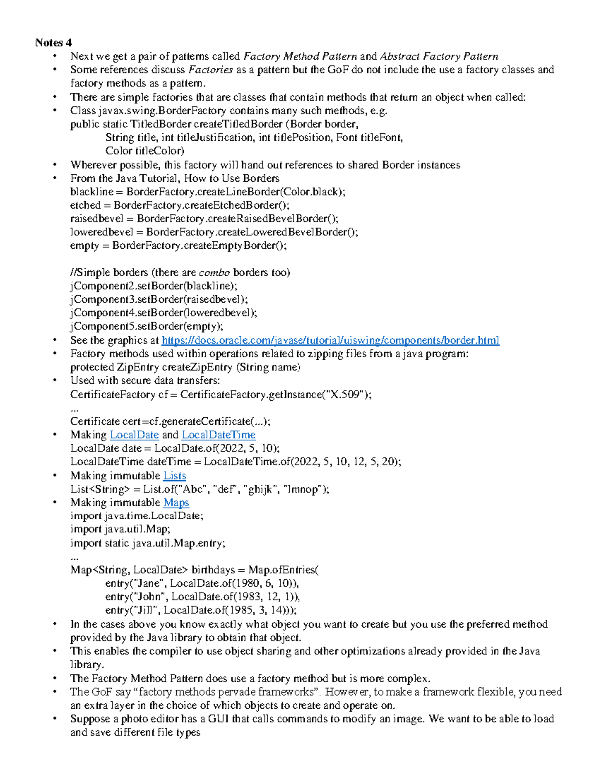 Notes 4 - Notes 4 - Next we get a pair of patterns called Factory ...