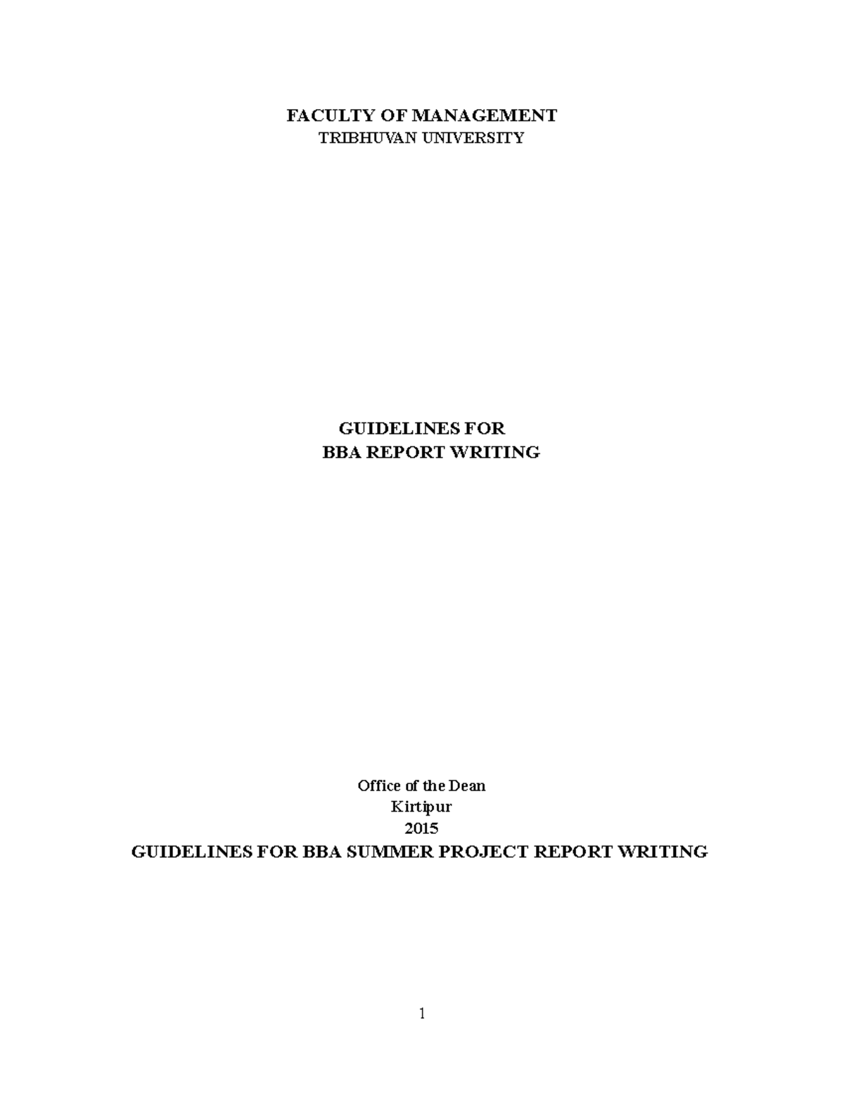 Report-Guidelines - FACULTY OF MANAGEMENT TRIBHUVAN UNIVERSITY ...