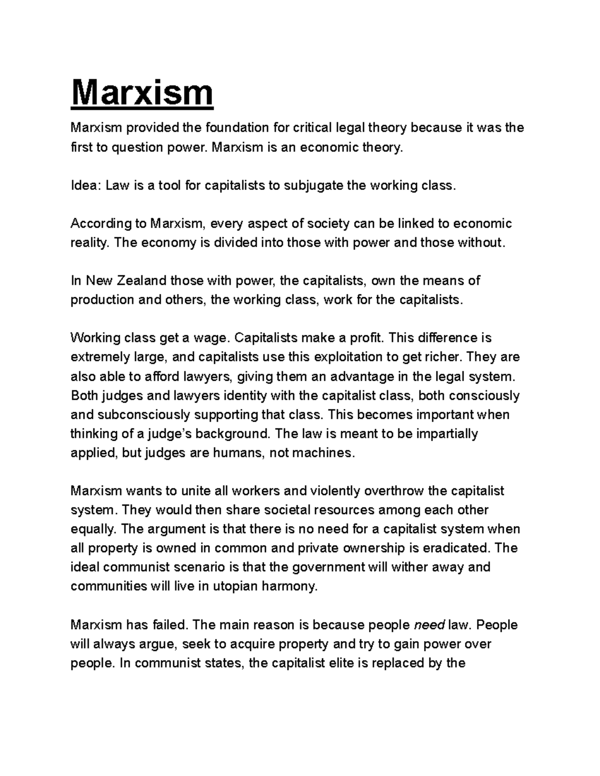 Critical Legal Theory-Readings LAWS 121 - Marxism Marxism provided the ...