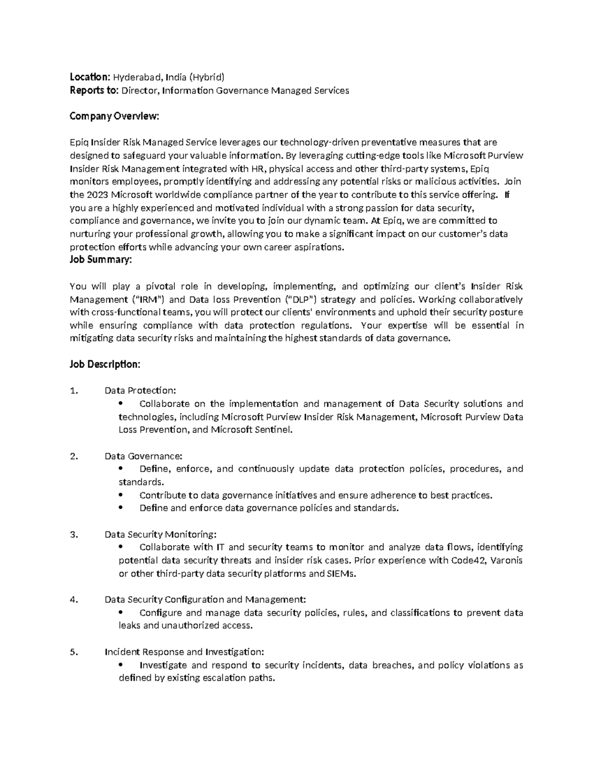 MS Purview IRM.DLP SME - Summary Advanced Database Management System ...
