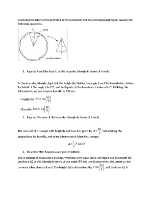 [Solved] If an nsided regular polygon is inscribed in a circle of radius r - Calculus (MATH 1211 ...