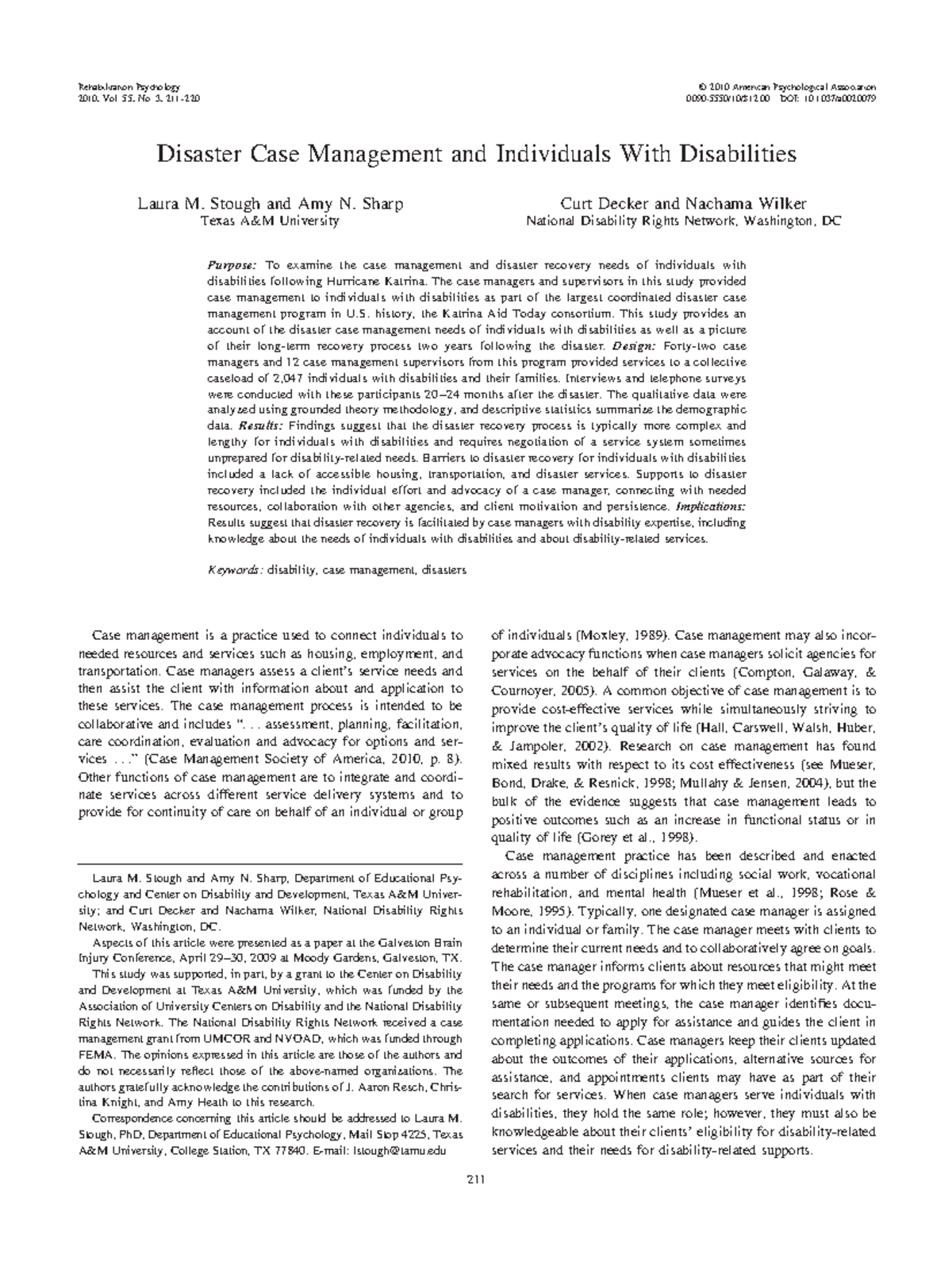 Disaster case management and individuals with disabilities - Disaster ...