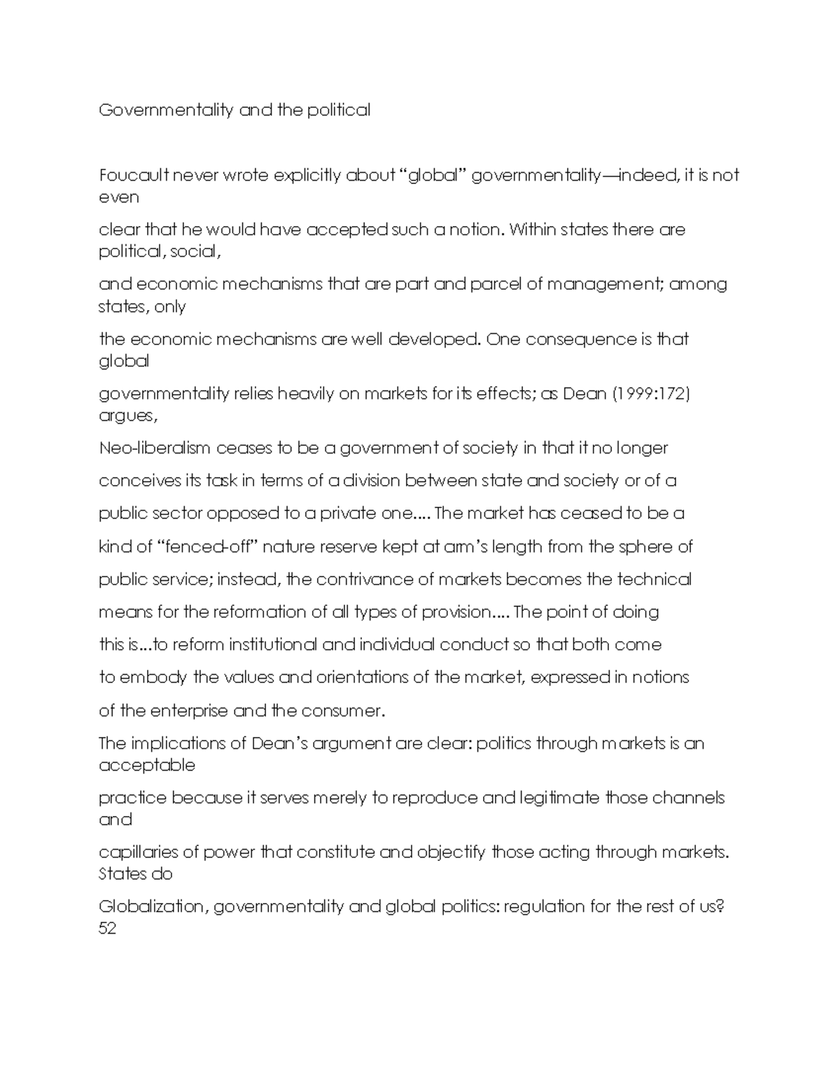 Governmentality Foucault