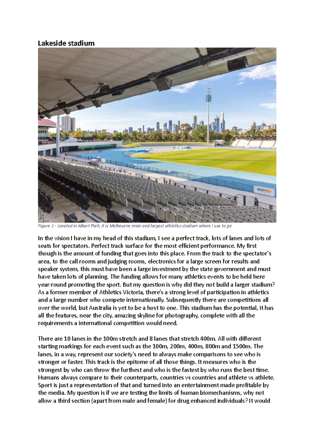 Sports reflection for Sports in the Media - Lakeside stadium Figure 1 ...