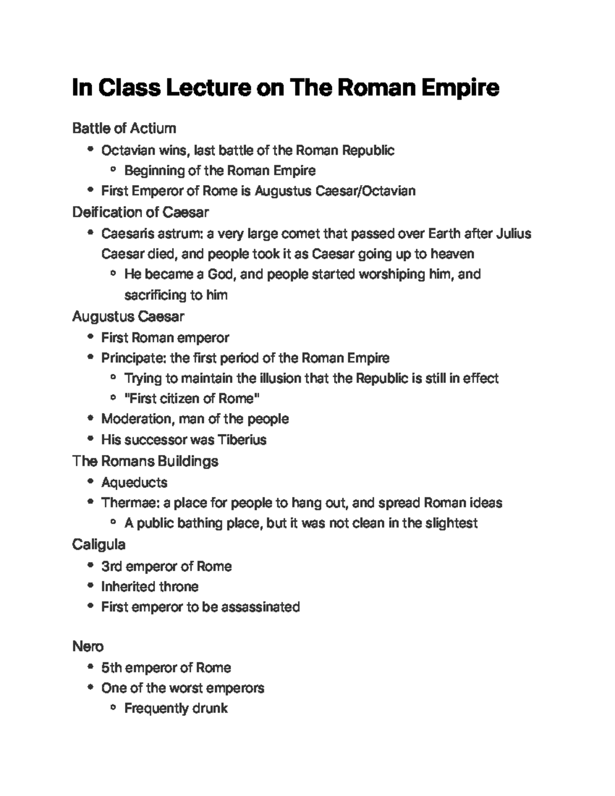 In Class Lecture on The Roman Empire - I n C l a s s Le c t u re o n T ...