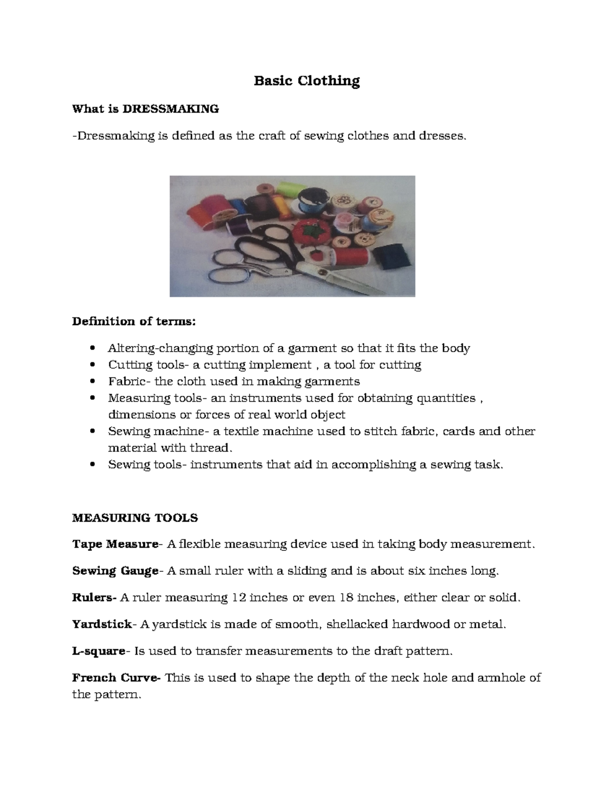 TLE1- Reviewer - I need this for my studying - Basic Clothing What is ...