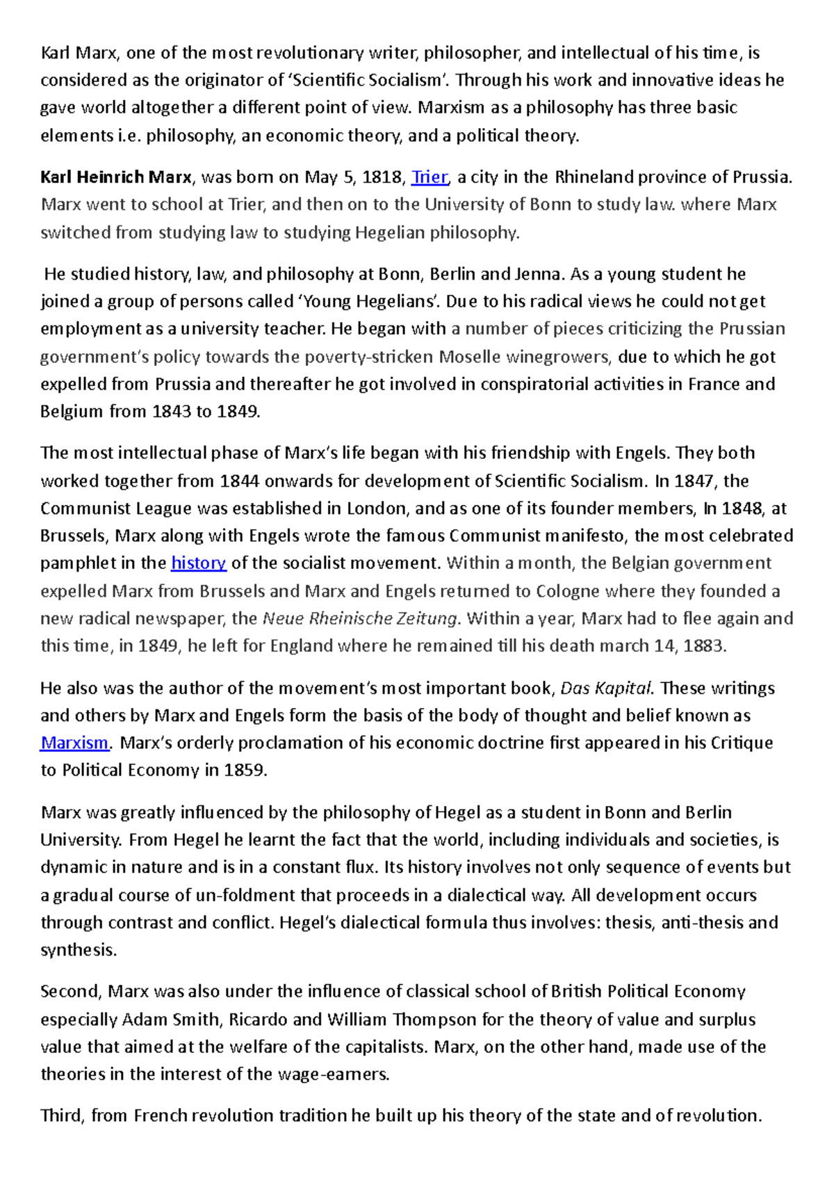 Karl Marx intro - Karl Marx, one of the most revolutionary writer ...