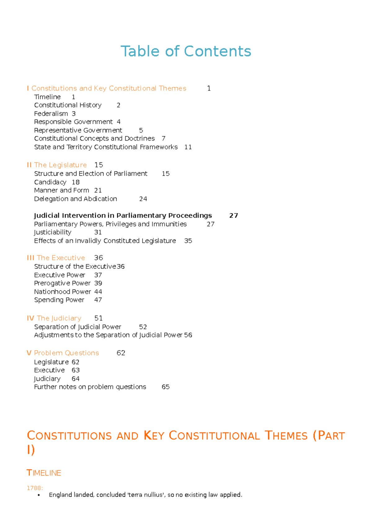 Summary - Australian Public Law - complete - Table of Contents I ...