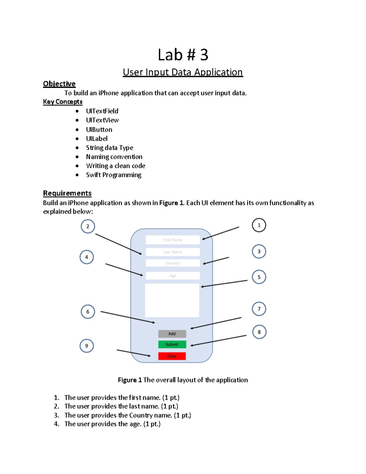Lab 3 Uitext - Objective Lab # 3 User Input Data Application To build ...
