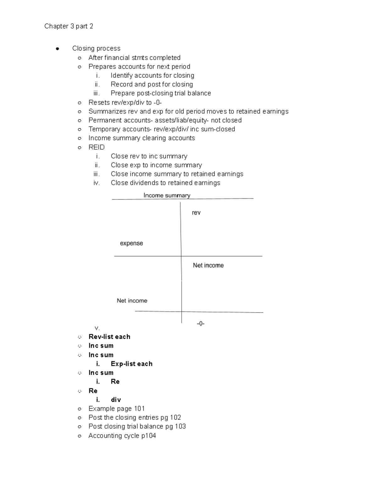 Accy 201- Ch 3 part 2 in class notes - Closing process After financial ...