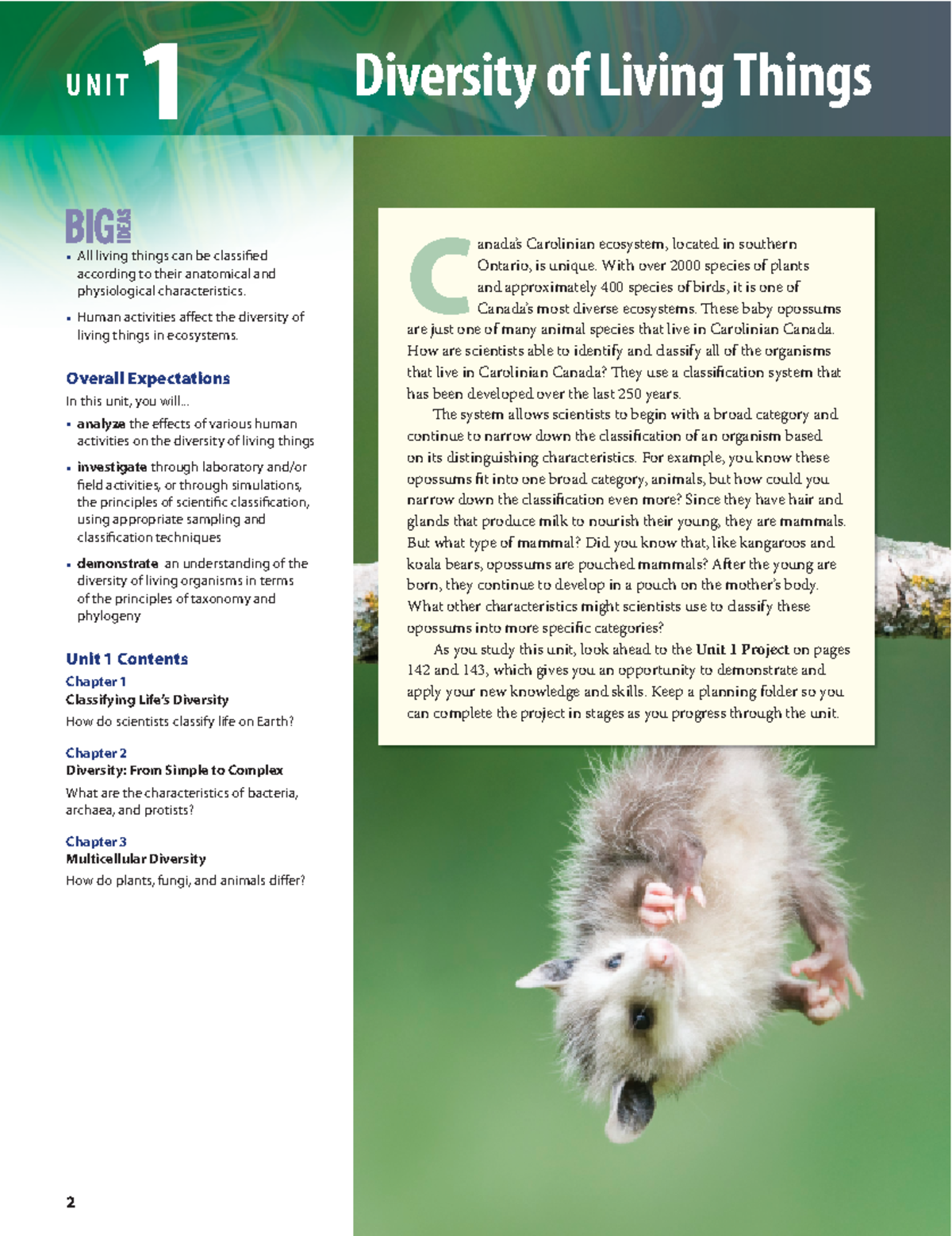 Biodiversity - Chapter 1 (pages 2 to 49) - UNIT Diversity of Living ...