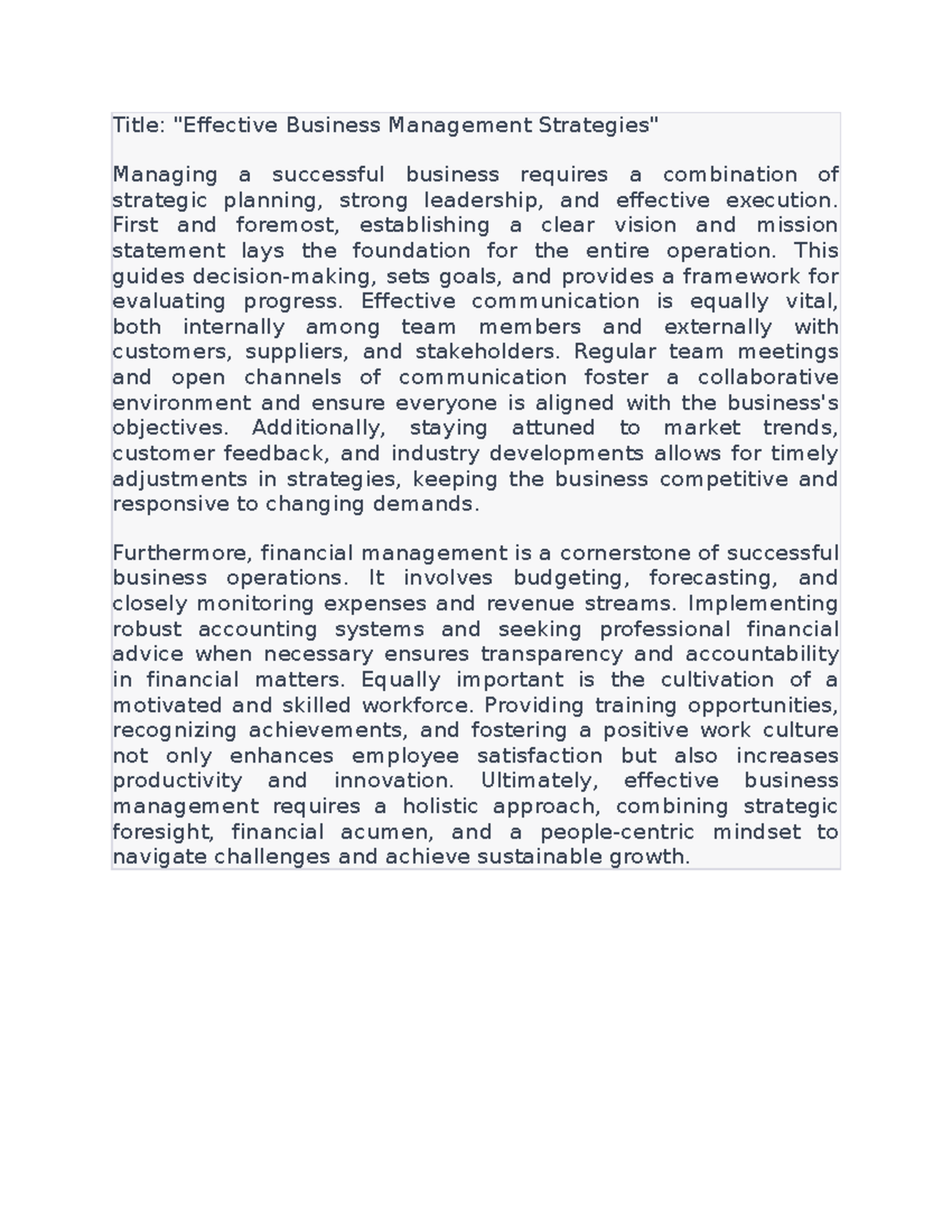 Effective Business Management Strategies - Title: "Effective Business ...