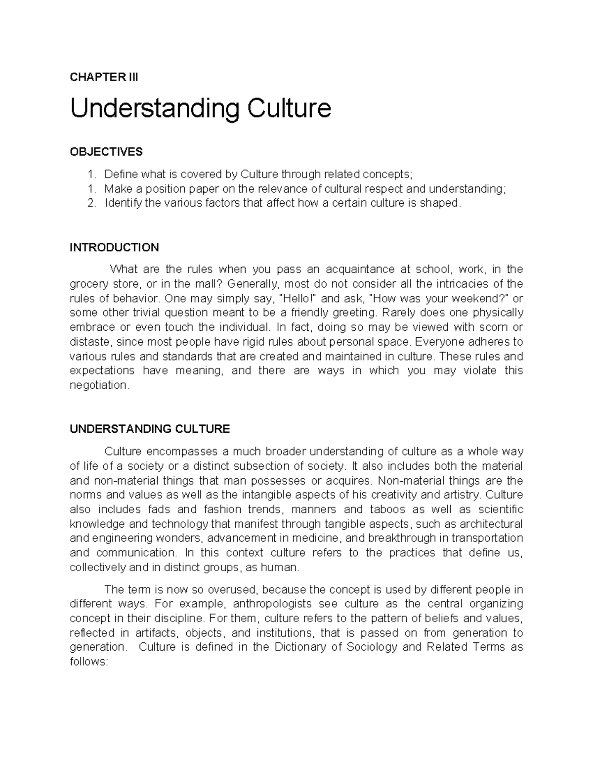 Chapter 3 Handout Phil popular culture - CHAPTER III Understanding ...