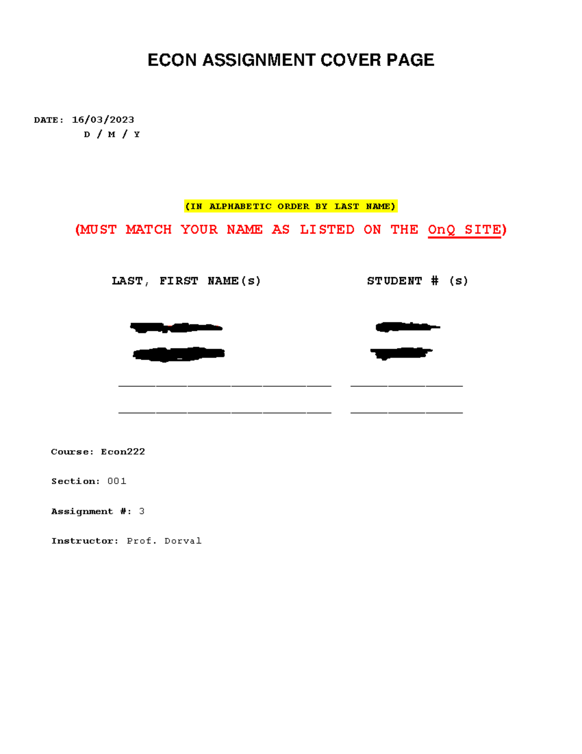 ECON 222 A3 - ASSIGNMENT #3 Answers GRADE: 100% - ECON ASSIGNMENT COVER ...