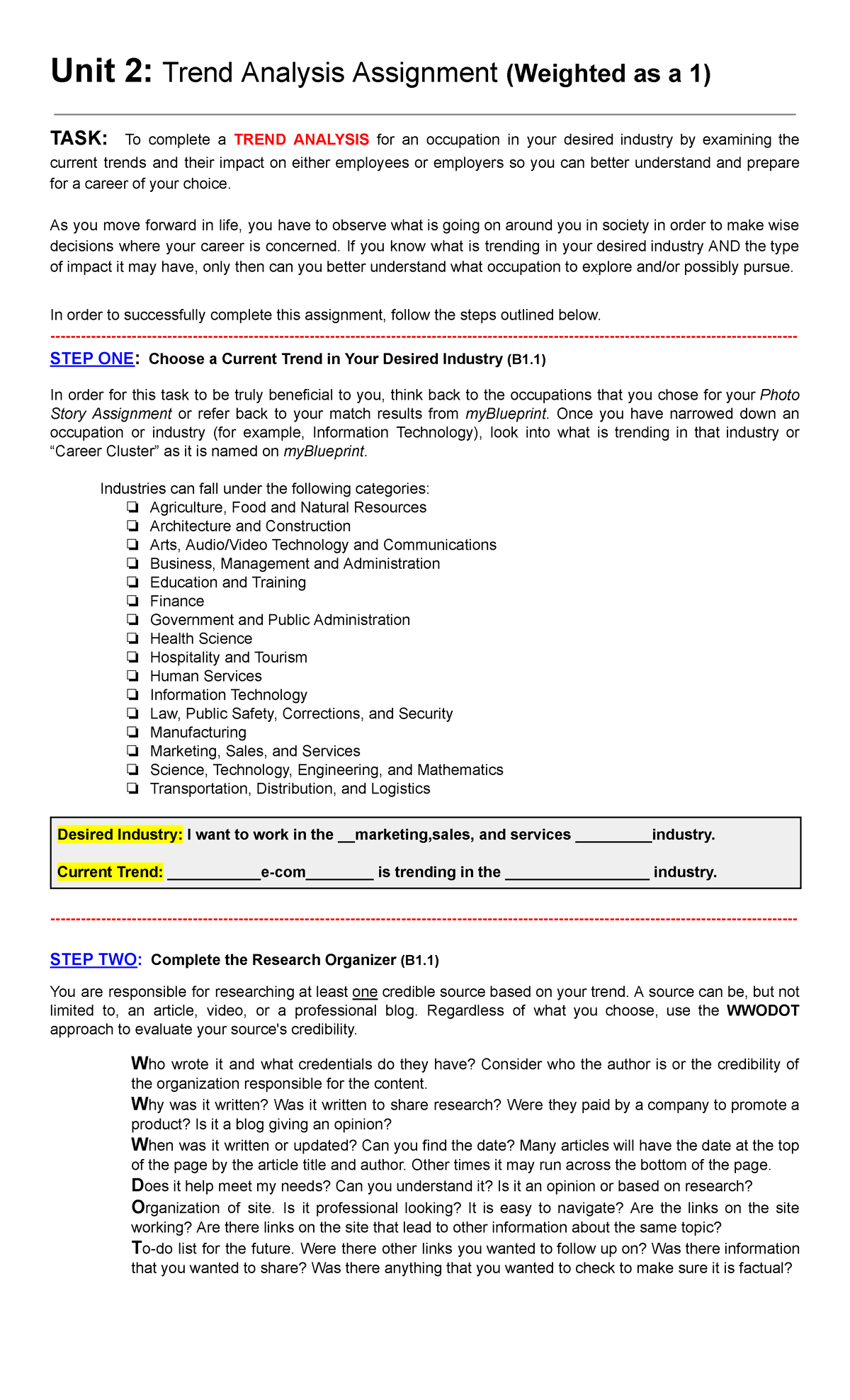 E-com trend Analysis + Rubric - Unit 2: Trend Analysis Assignment (Weighted as a 1) TASK: To ...