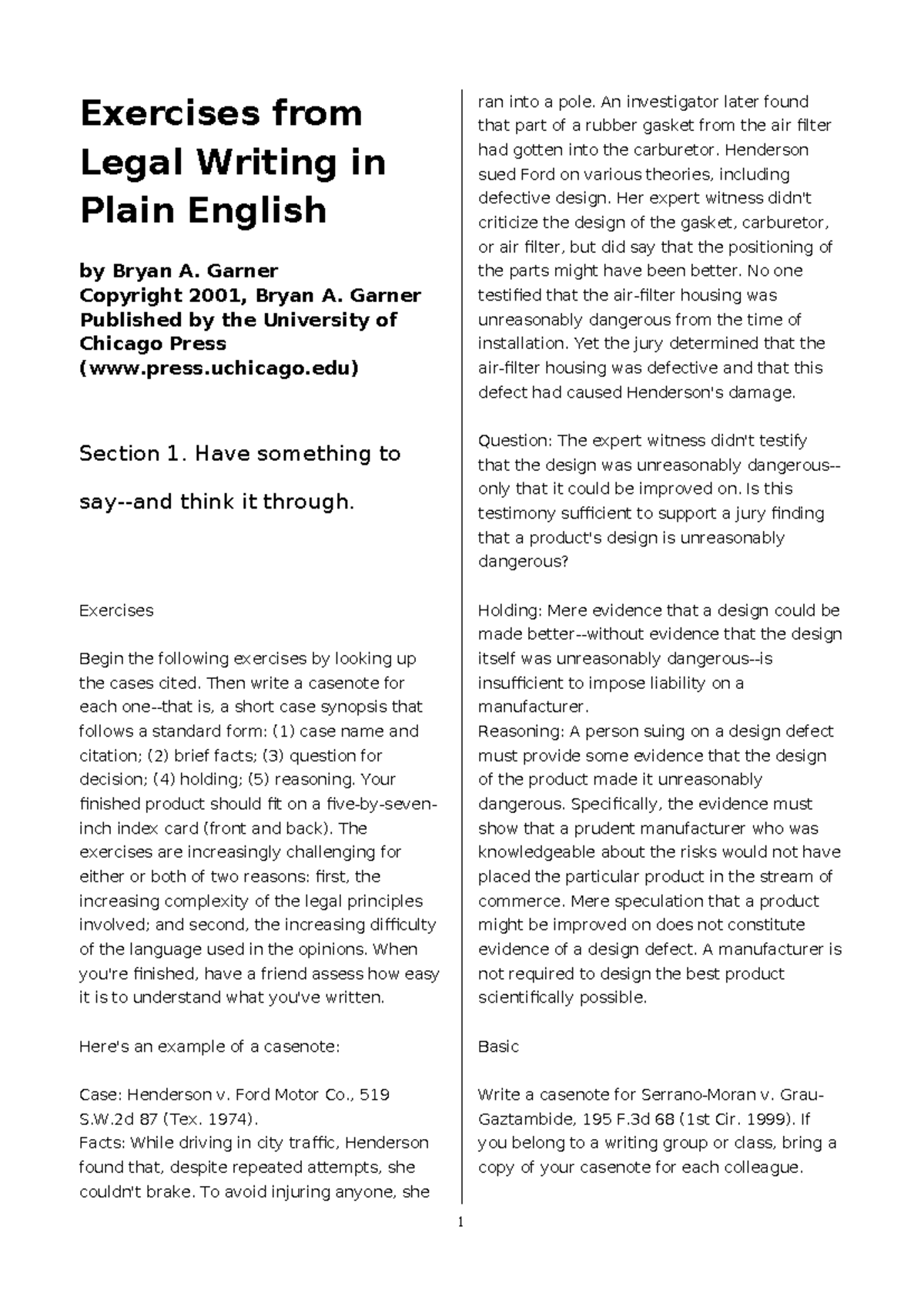 Garner B.A. - Exercises from Legal Writing in Plain English - Exercises ...