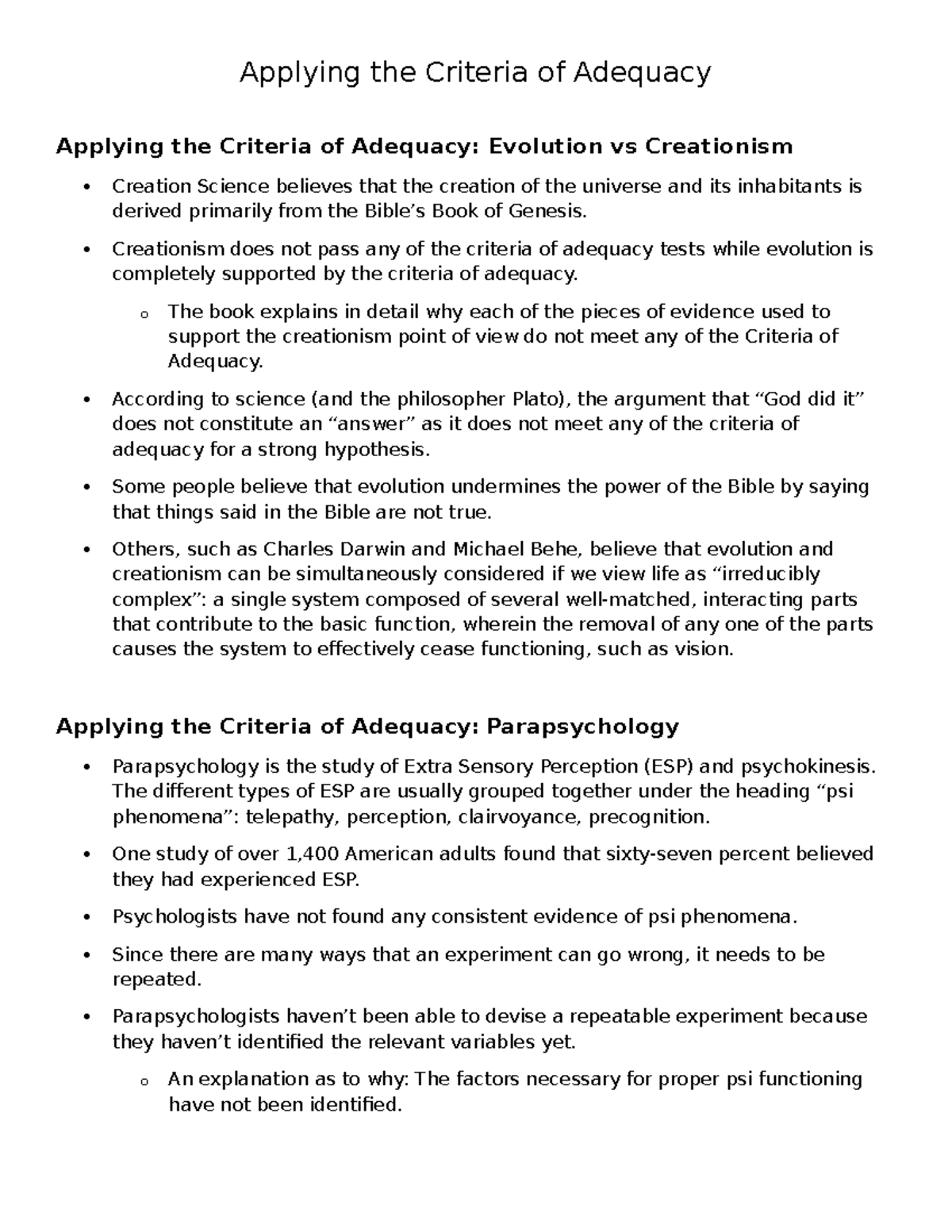 Criteria of adequecy - how to think about - Applying the Criteria of ...