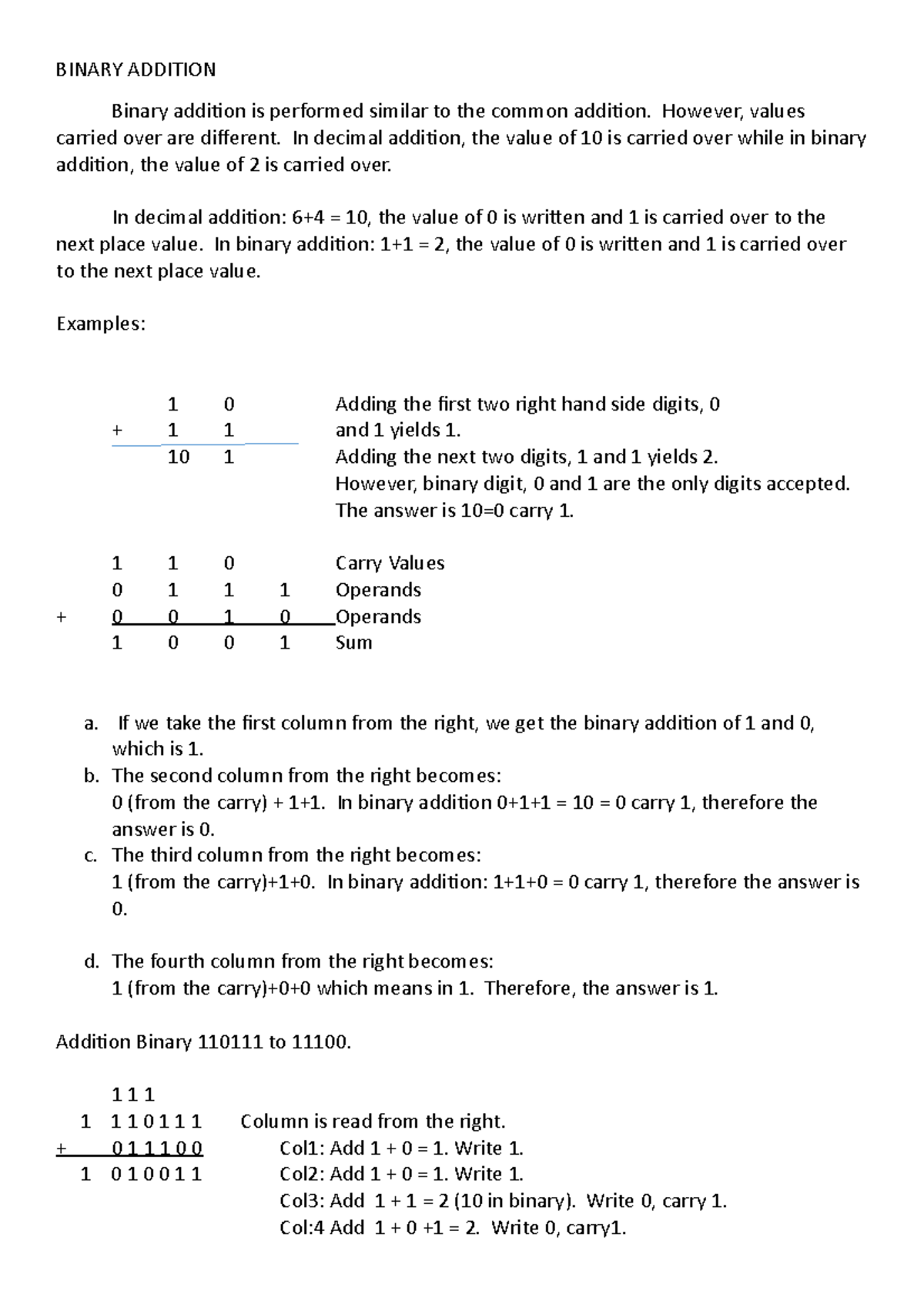 Binary Codes 4 Fff Binary Addition Binary Addition Is Performed 7236