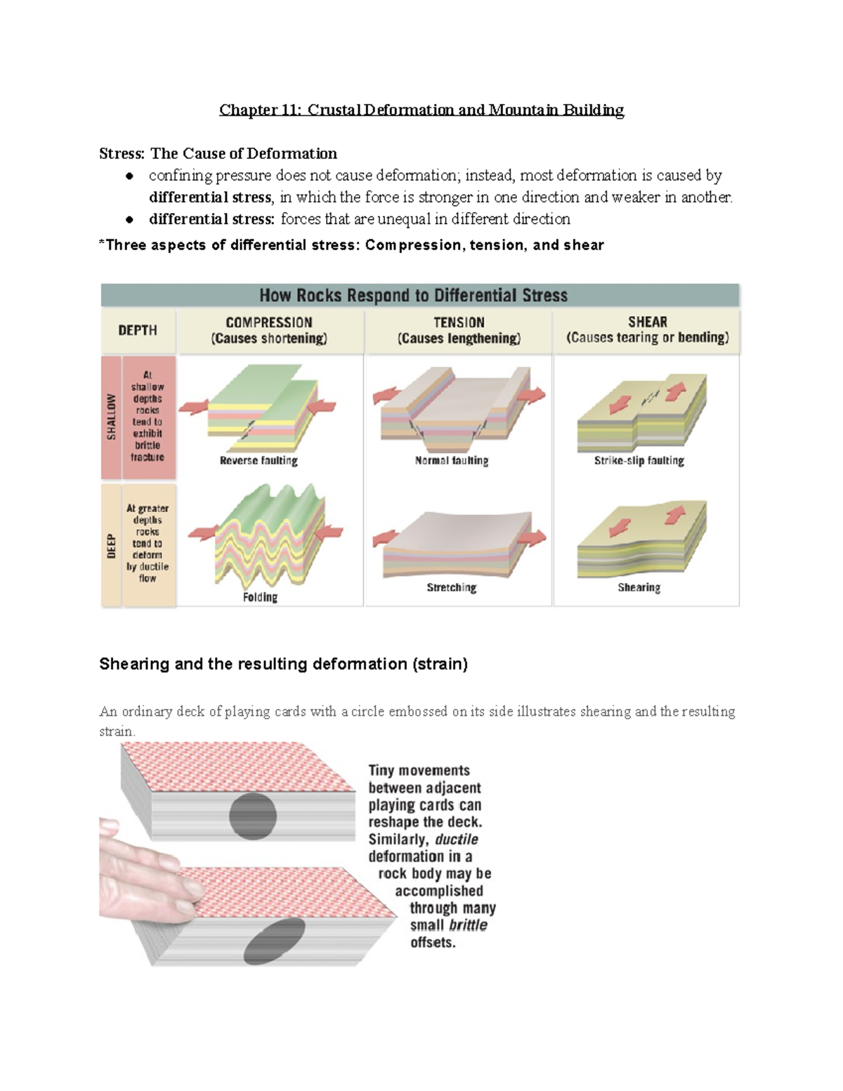 Geology Chapter 11 notes - Chapter 11: Crustal Deformation and Mountain ...