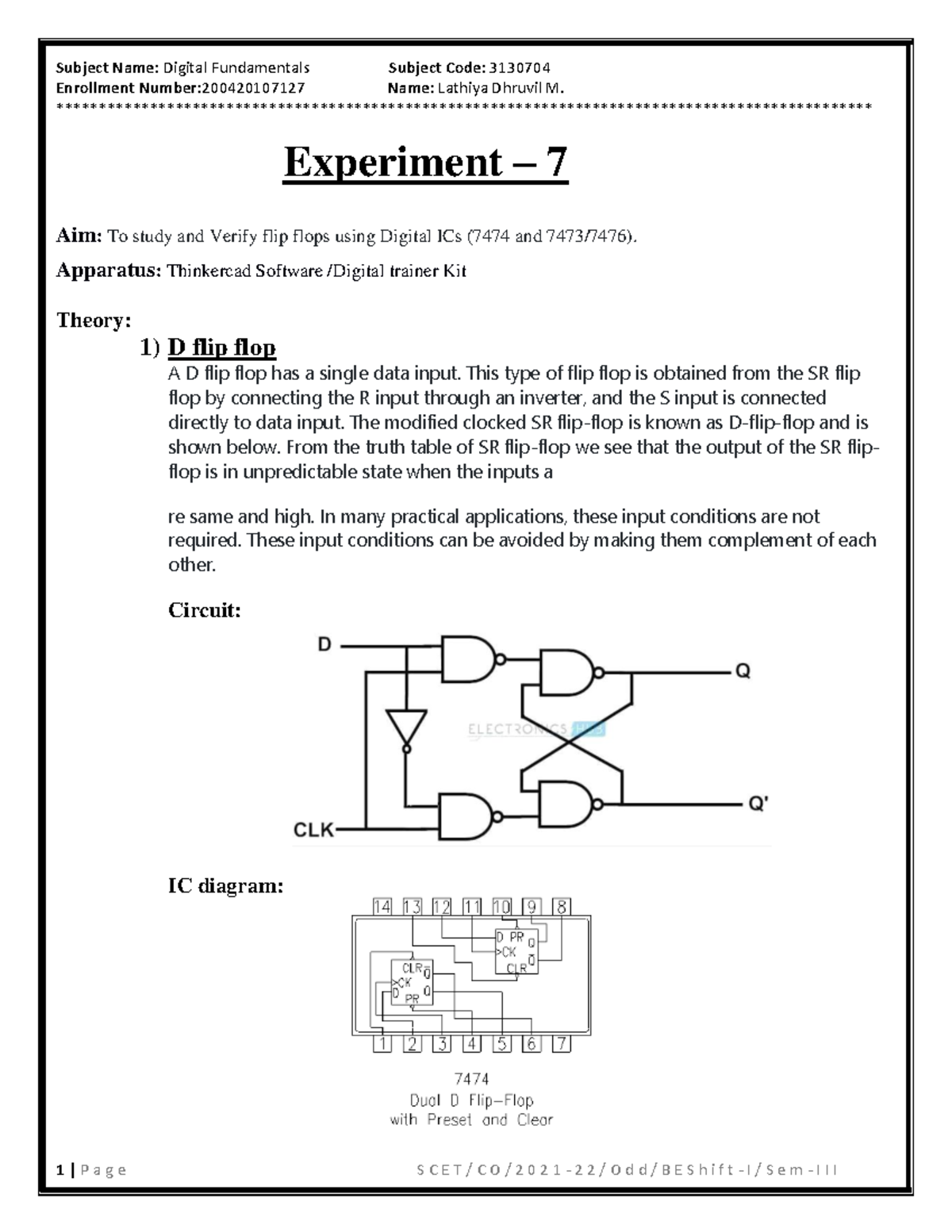 digital ICs in DF - Enrollment Number:200420107127 Name: Lathiya ...