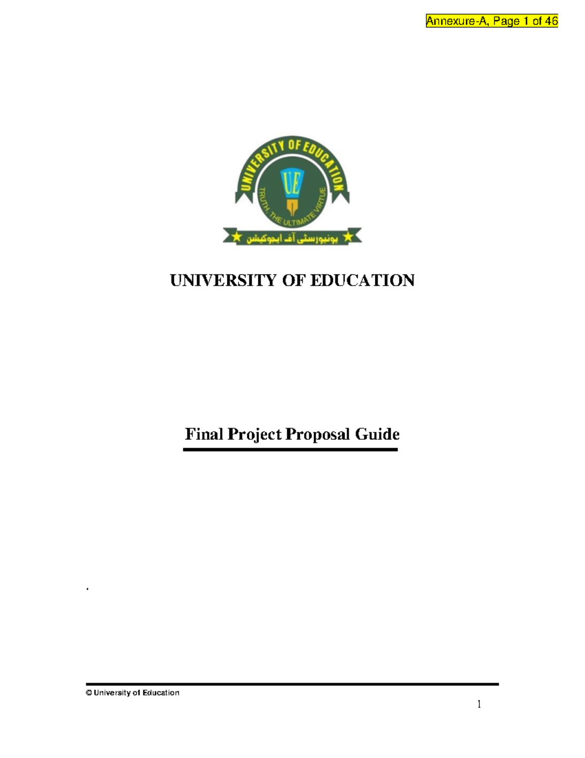 FYP Proposal - © University of Education UNIVERSITY OF EDUCATION Final ...