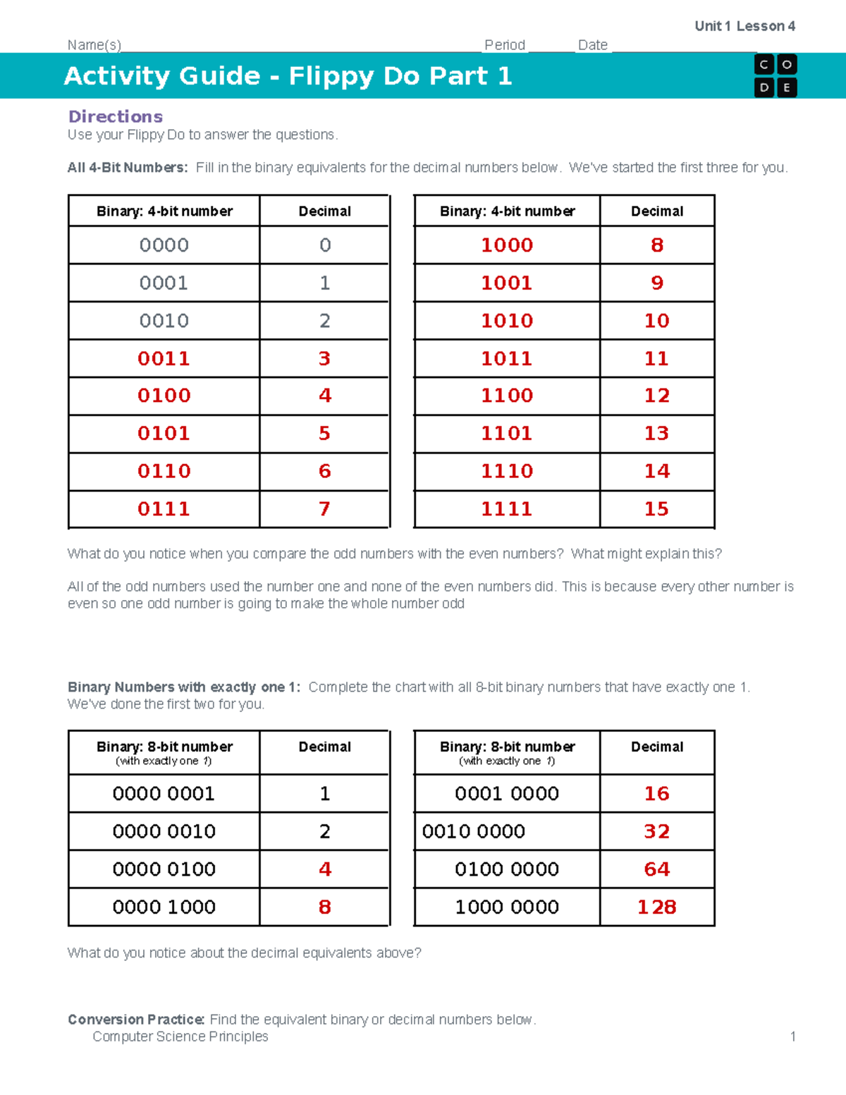 Activity Guide - Flippy Do Pt 1 - Unit 1 Lesson 4 2 - Unit 1 Lesson 4 ...
