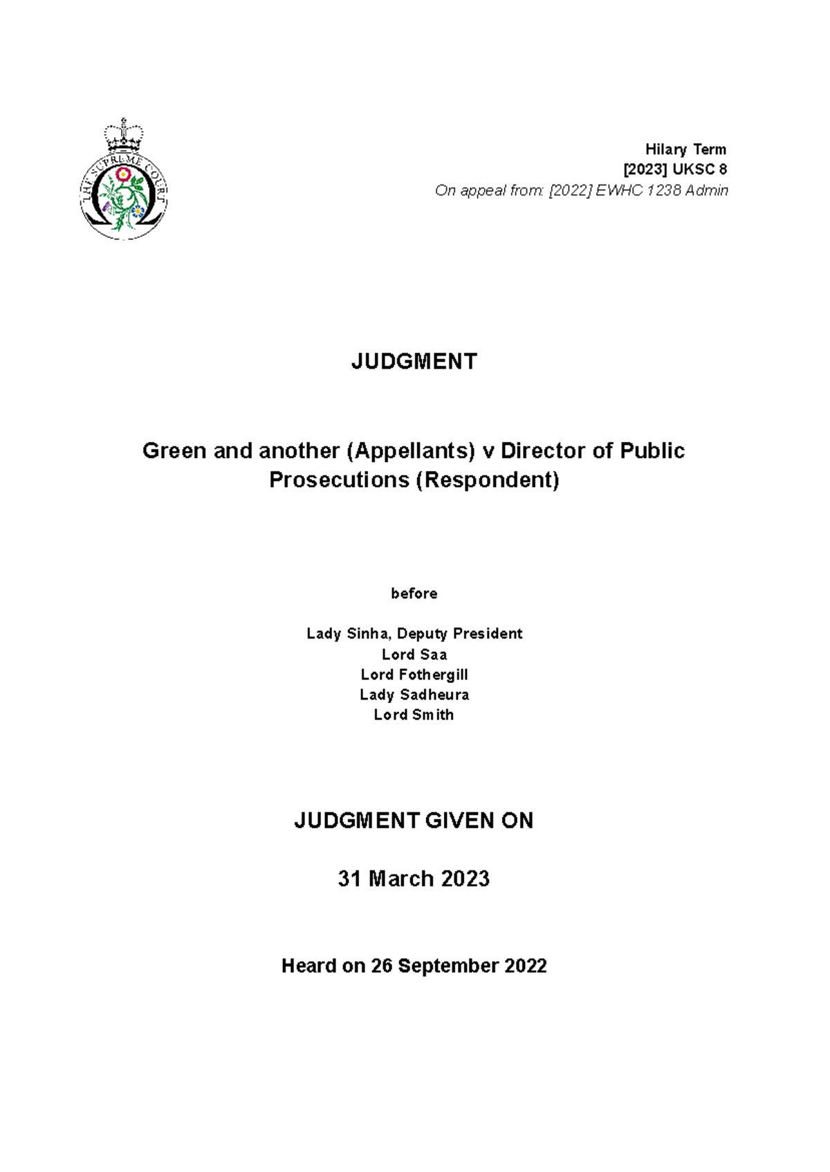 Judgment and essay LIC - Hilary Term [2023] UKSC 8 On appeal from ...