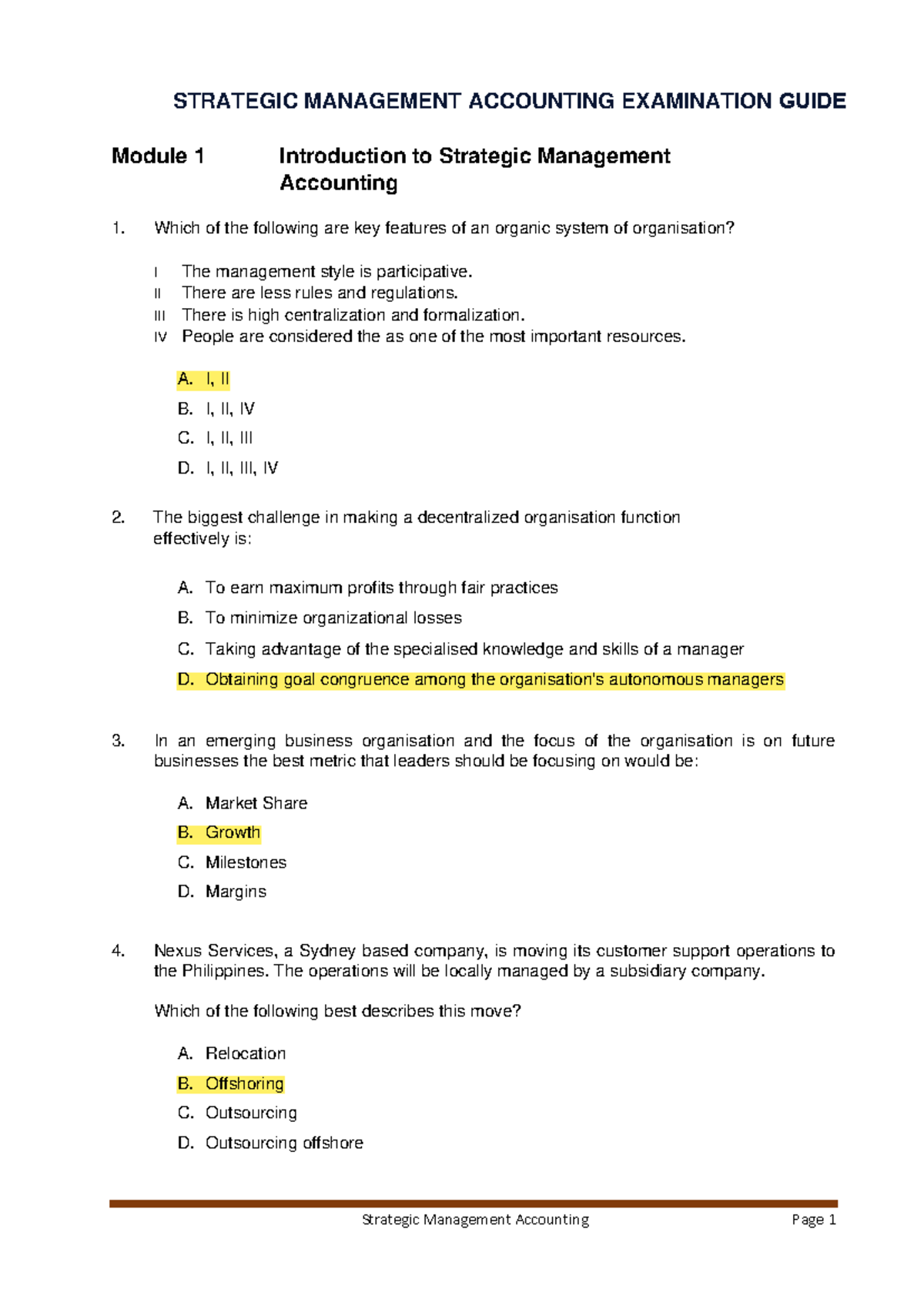 SMA Review Questions - student - STRATEGIC MANAGEMENT ACCOUNTING ...
