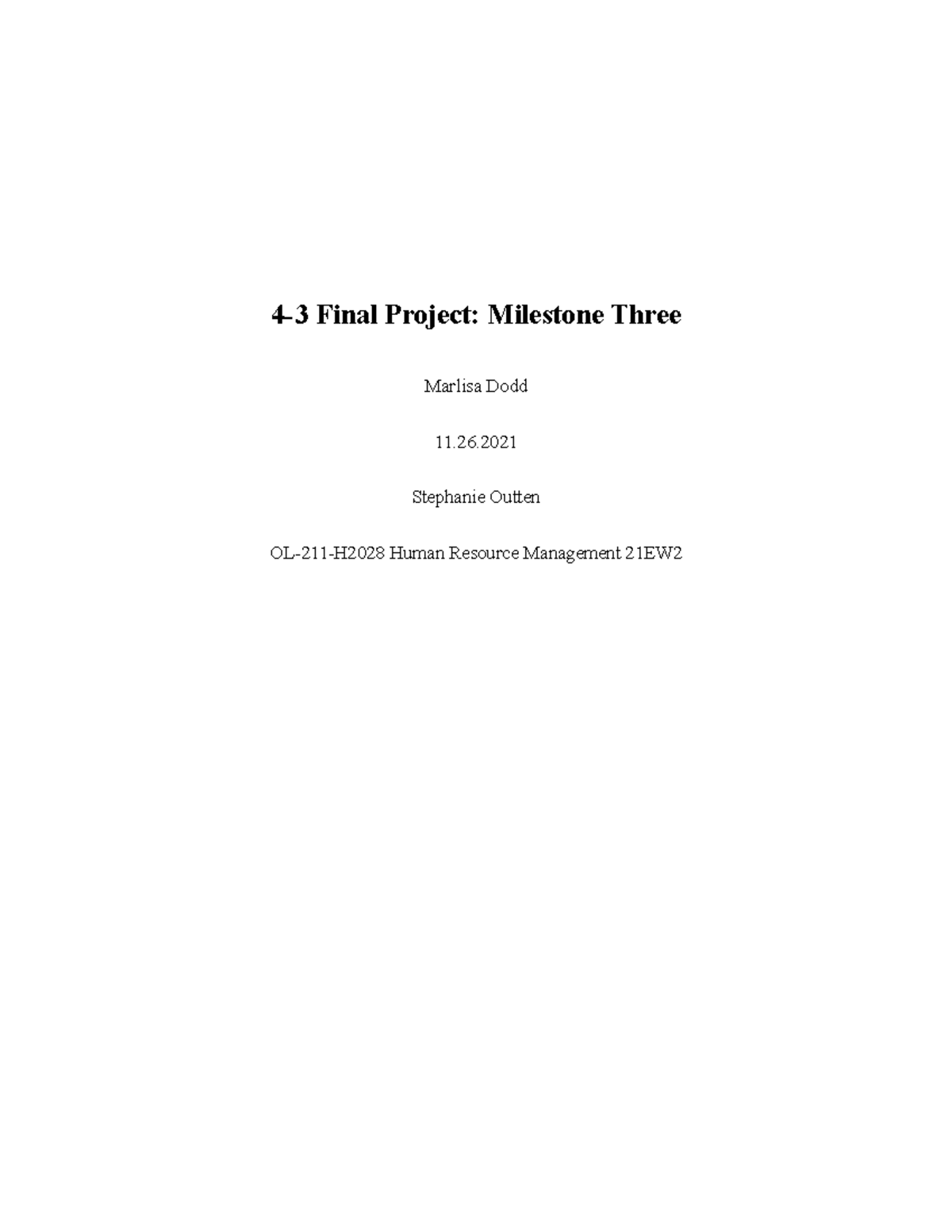 4-3 Final Project - Milestone Three - 4-3 Final Project: Milestone ...