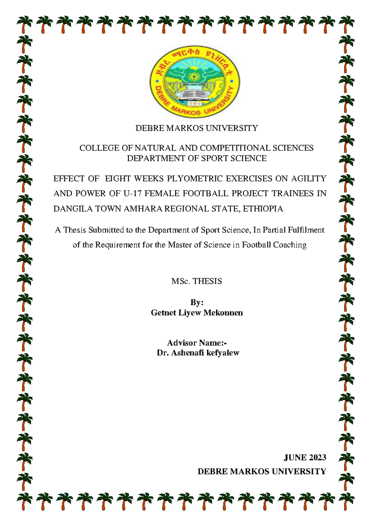 Thesis final peper - DEBRE MARKOS UNIVERSITY COLLEGE OF NATURAL AND ...